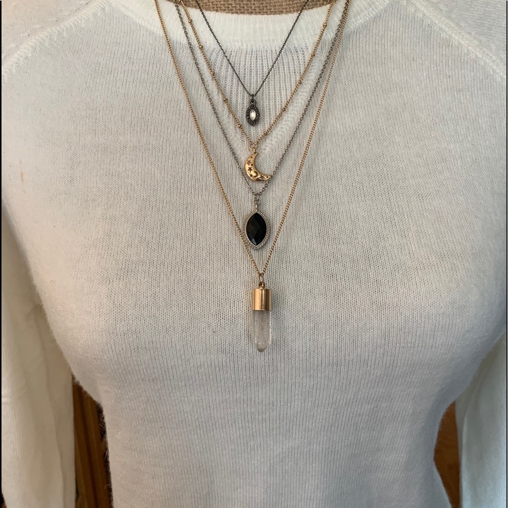 Multi Layered, Multi Colored Necklace - Gem